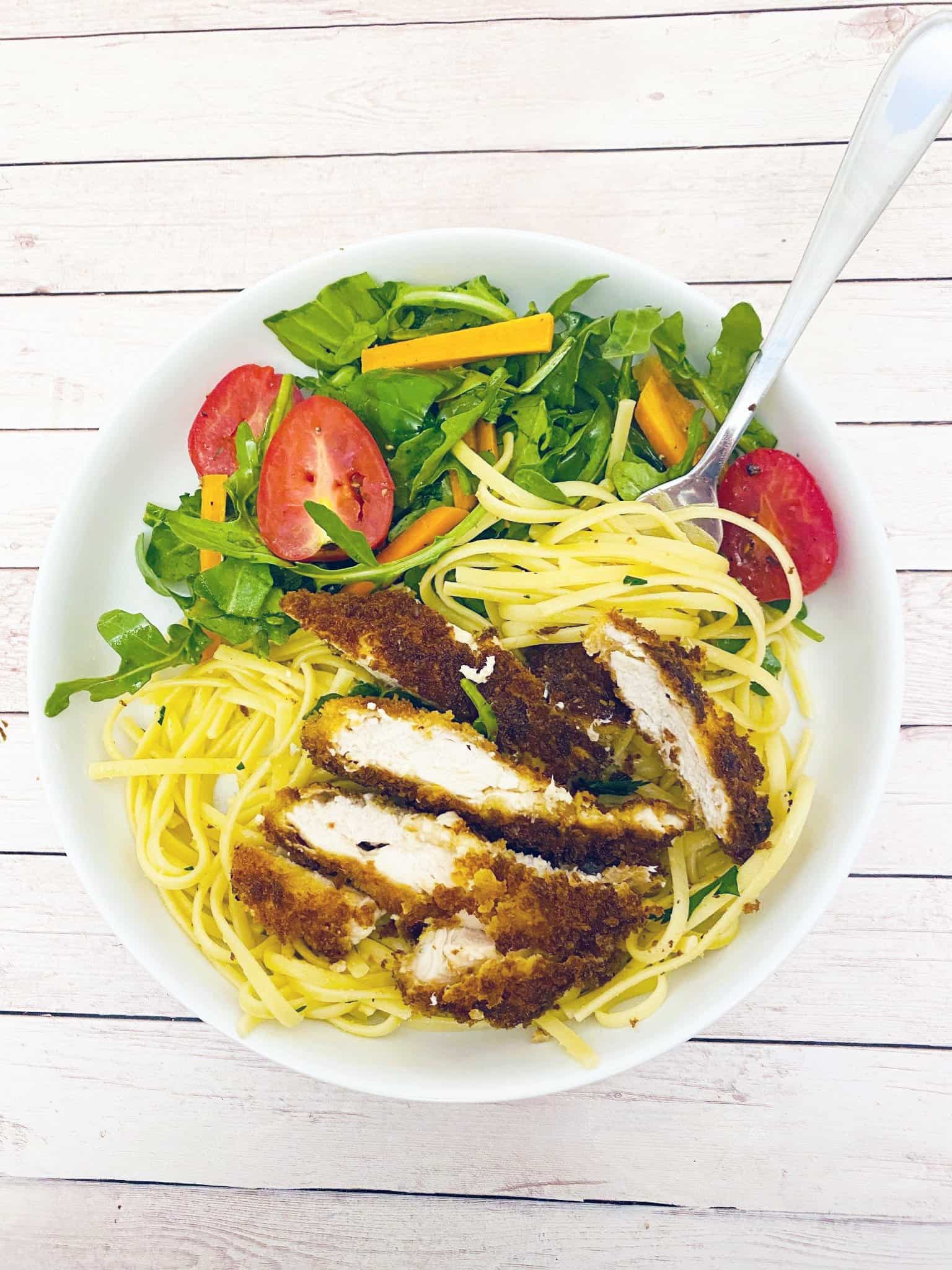 Crispy Chicken Cutlets with Butter-Chive Pasta and Arugula Salad ...