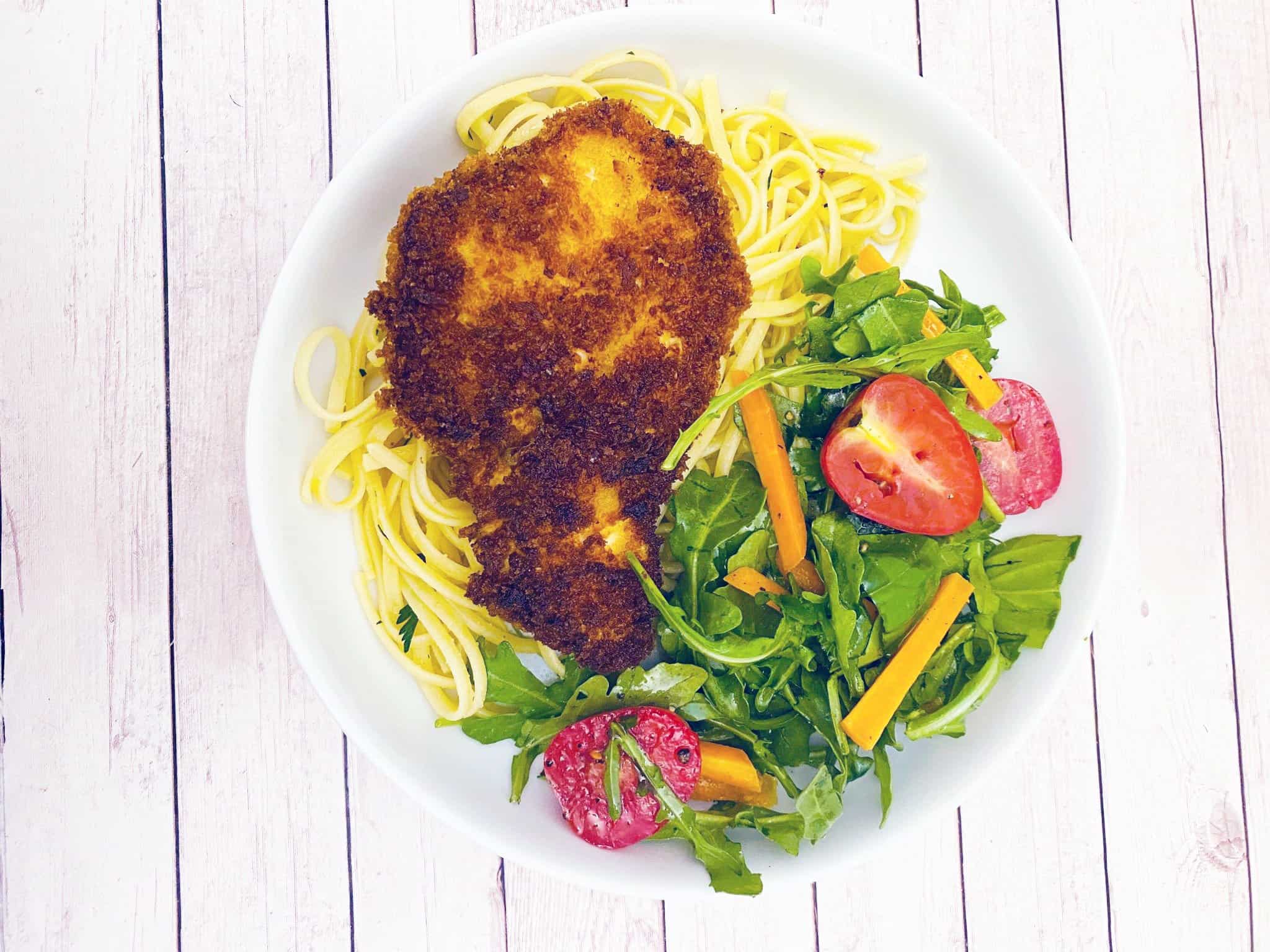 Crispy Chicken Cutlets with Butter-Chive Pasta and Arugula Salad ...