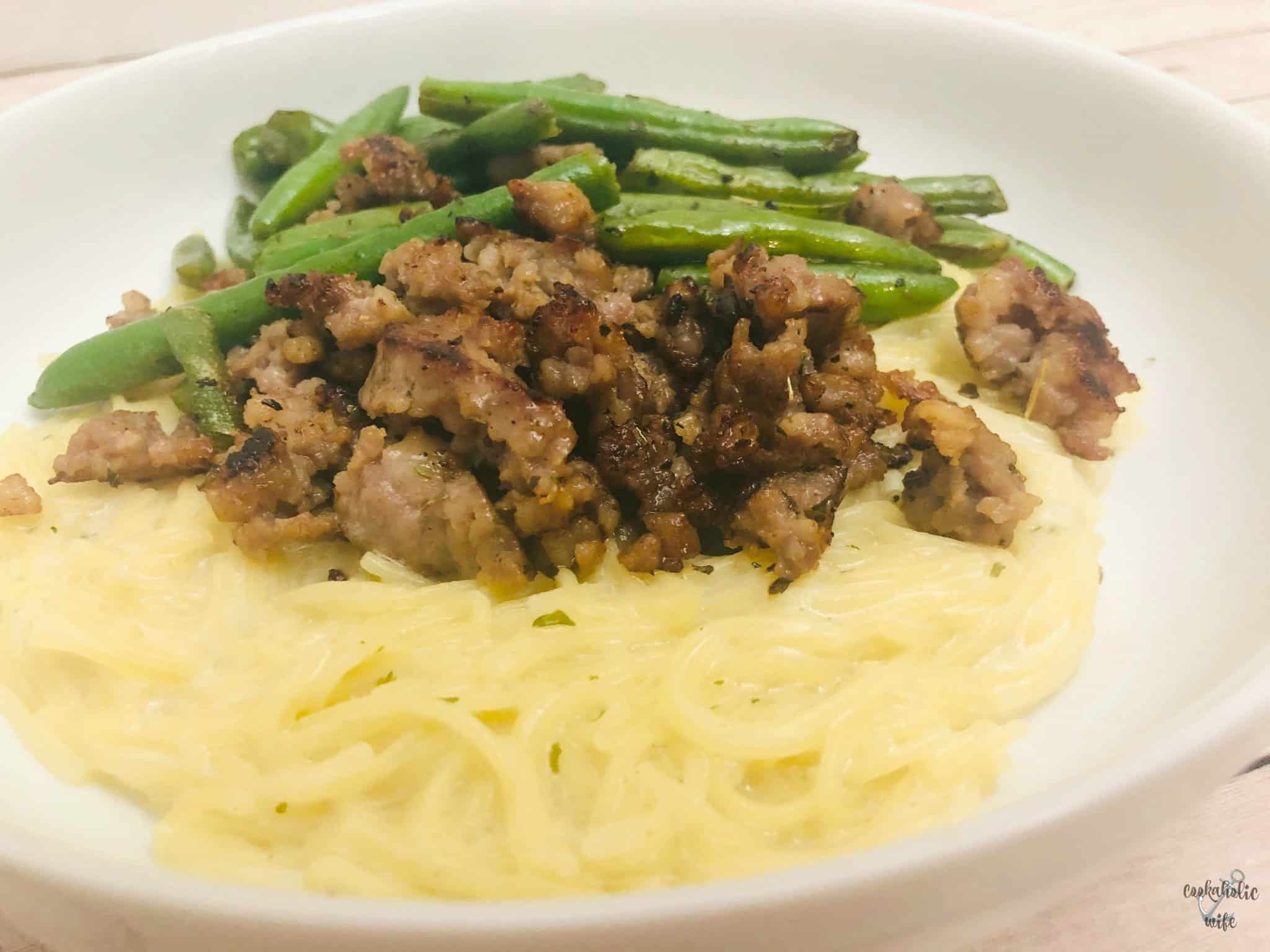 Sausage Green Bean Alfredo - Cookaholic Wife