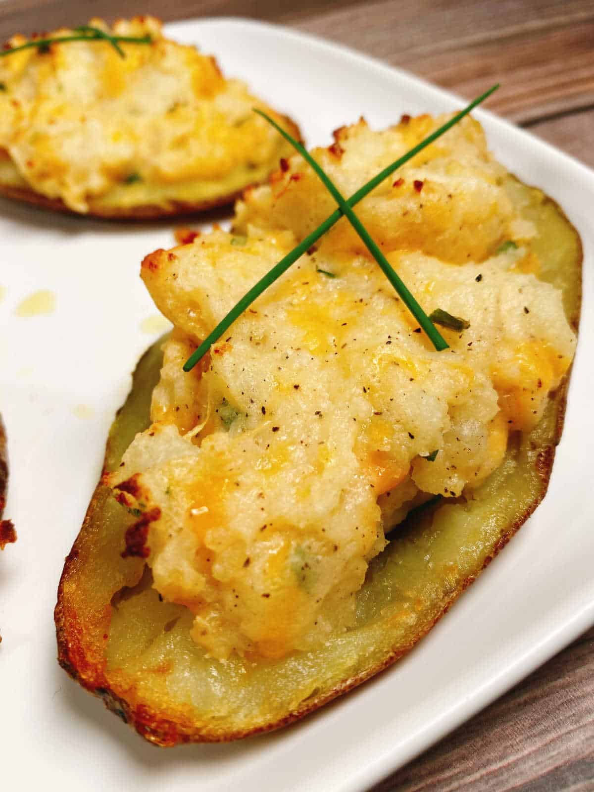 Cheddar Chive Twice Baked Potatoes - Cookaholic Wife