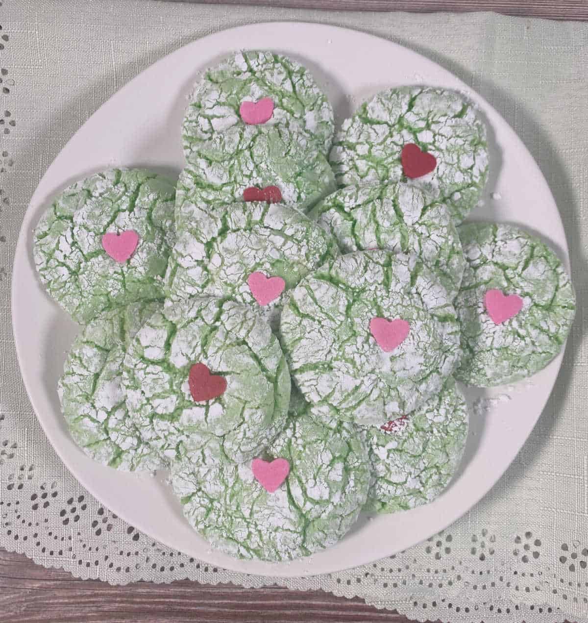 Crinkled Grinch Heart Cookies - Cookaholic Wife